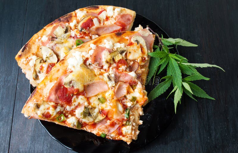 Pizza with Marijuana Leaves Stock Photo - Image of legalize, paper ...