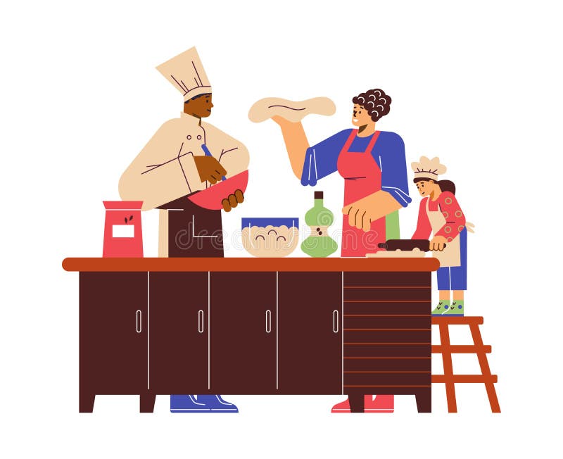 Pizza Master Class Culinary Workshop for Family Flat Vector ... Pizza Master Class Culinary Workshop for Family Flat Vector ...