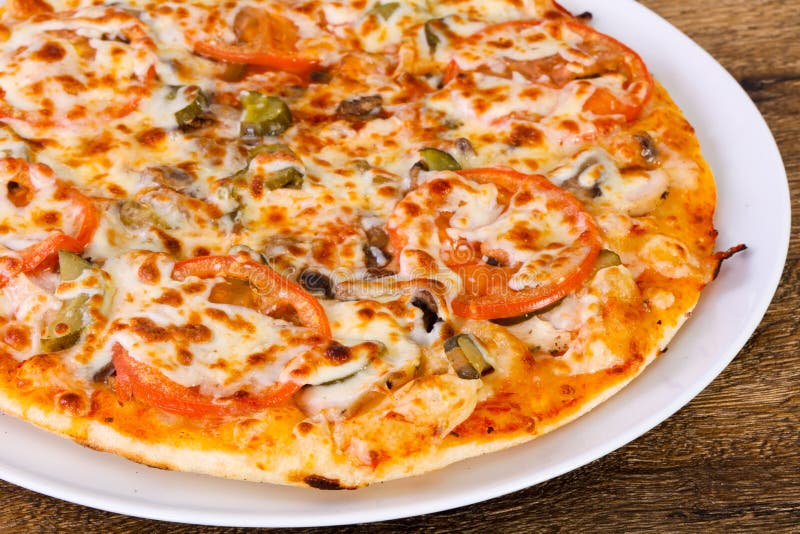 Pizza with meat stock image. Image of closeup, delicious - 134717645