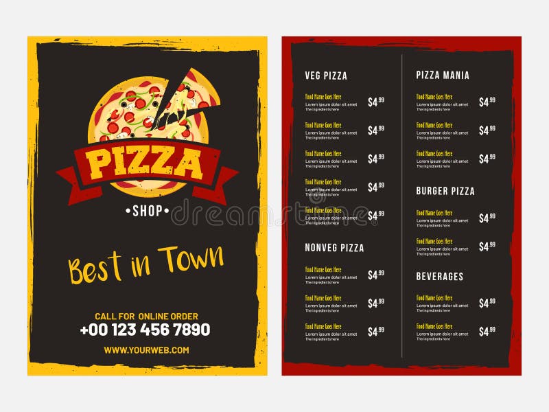 Pizza Menu Card design. stock illustration. Illustration of design ...