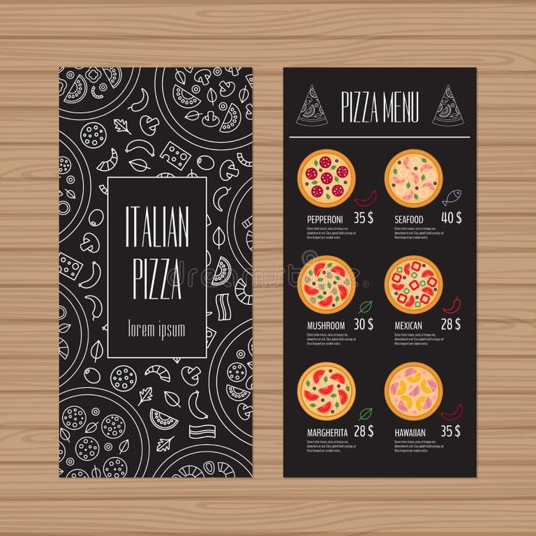 Pizza Menu Design. Leaflet and Flyer Layout Template Stock Vector ...