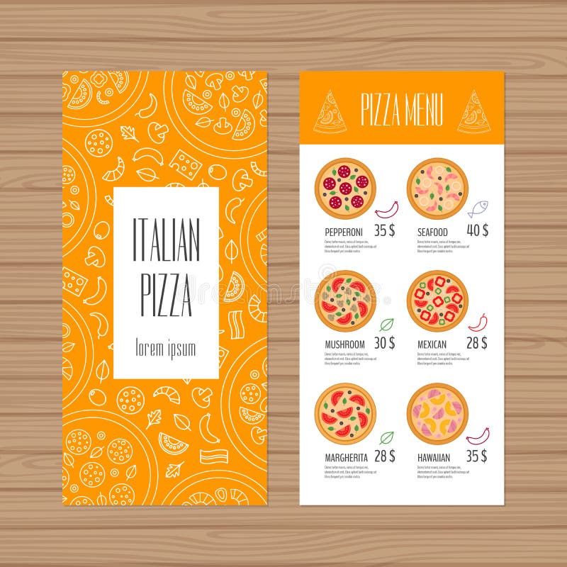 Pizza Menu Design. Leaflet and Flyer Layout Template Stock Vector ...