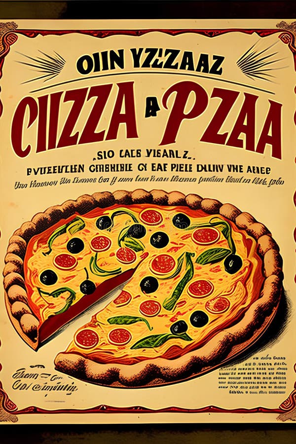 Pizza Menu Design, Vintage Poster with a Picture of a Pizza Stock Image ...