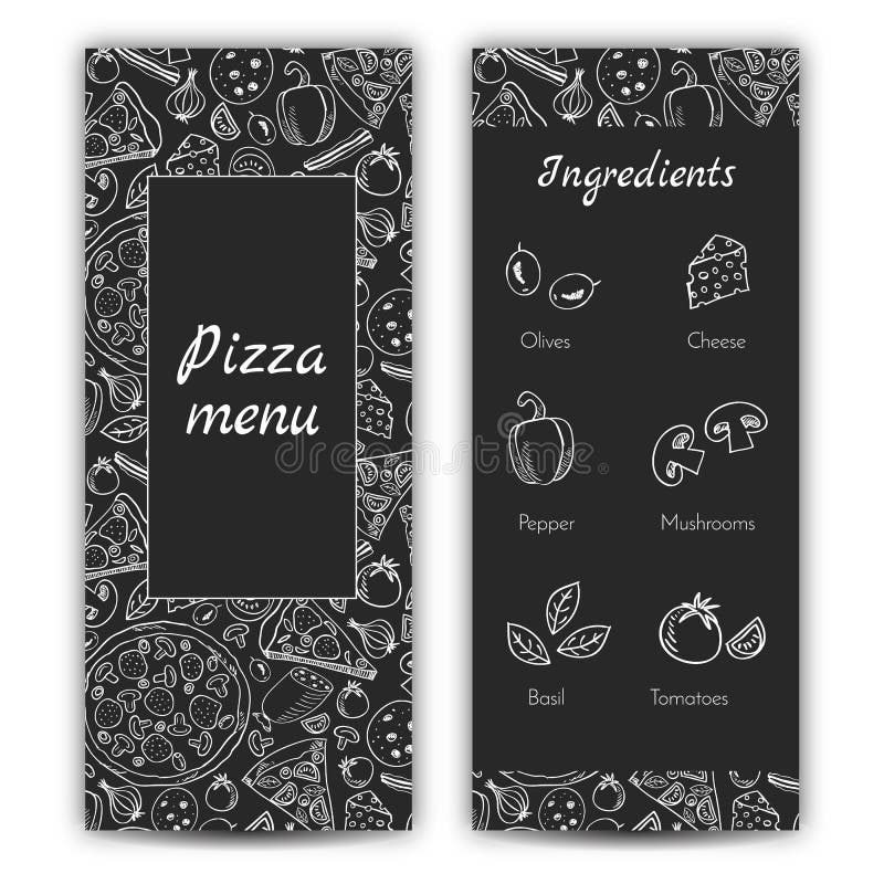 Pizza menu doodle style stock vector. Illustration of cook - 95903362