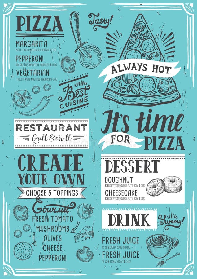 Pizza Menu Restaurant, Food Template. Stock Vector - Illustration of ...