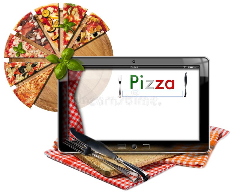 Pizza Menu in the Tablet Computer Stock Illustration - Illustration of ...