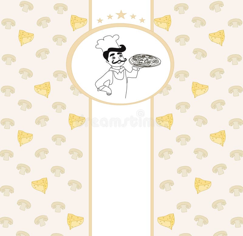 Pizza Menu Template, Vintage Card with the Chef Serving the Dish Stock ...