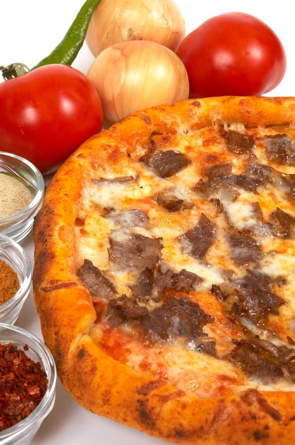Pizza met doner stock afbeelding. Image of dineren, lunch - 1294907