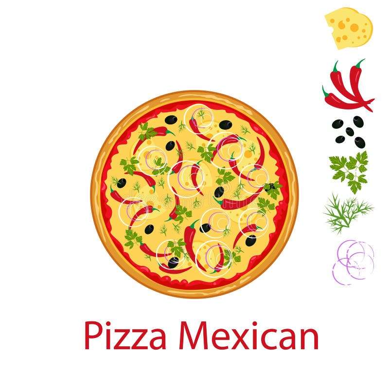 Icon Pizza in Flat Style Isolated on White Background. Stock Vector ...