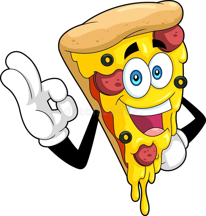 Happy Pizza Slice Cartoon Character Stock Vector - Illustration of icon ...