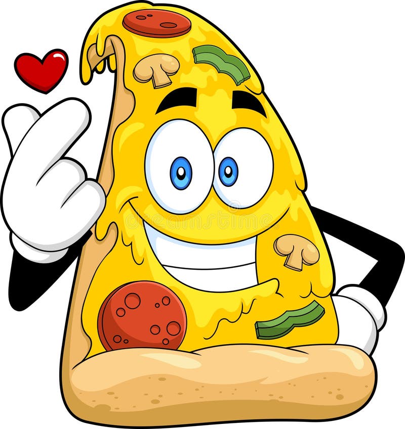 Smiling Pizza Slice Cartoon Character Giving Heart Stock Vector ...