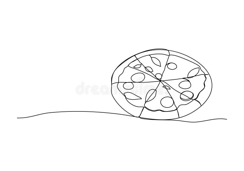 Pizza. One Line Drawing Vector Illustration. Stock Vector ...