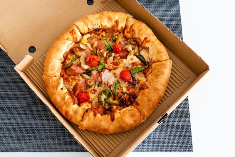 Pizza for One Person. Mini Pizza in a Box Stock Photo - Image of ...