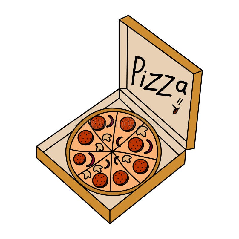 Pizza in an Open Box. Vector Illustration Stock Vector - Illustration ...