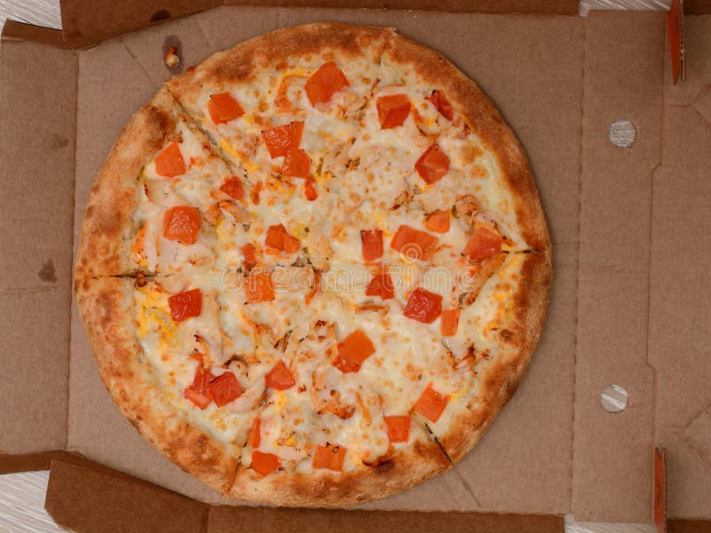 Pizza in an Open Cardboard Box, Top View Stock Photo - Image of fast ...