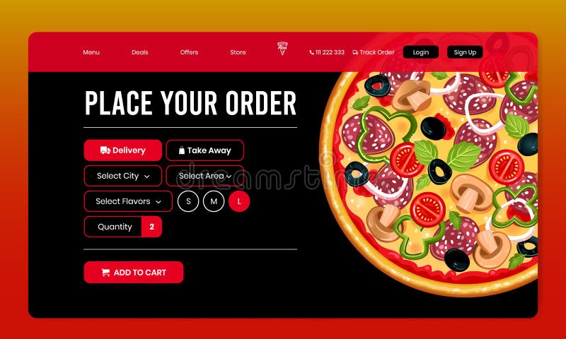 Pizza Order Web UI Design stock illustration. Illustration of ...