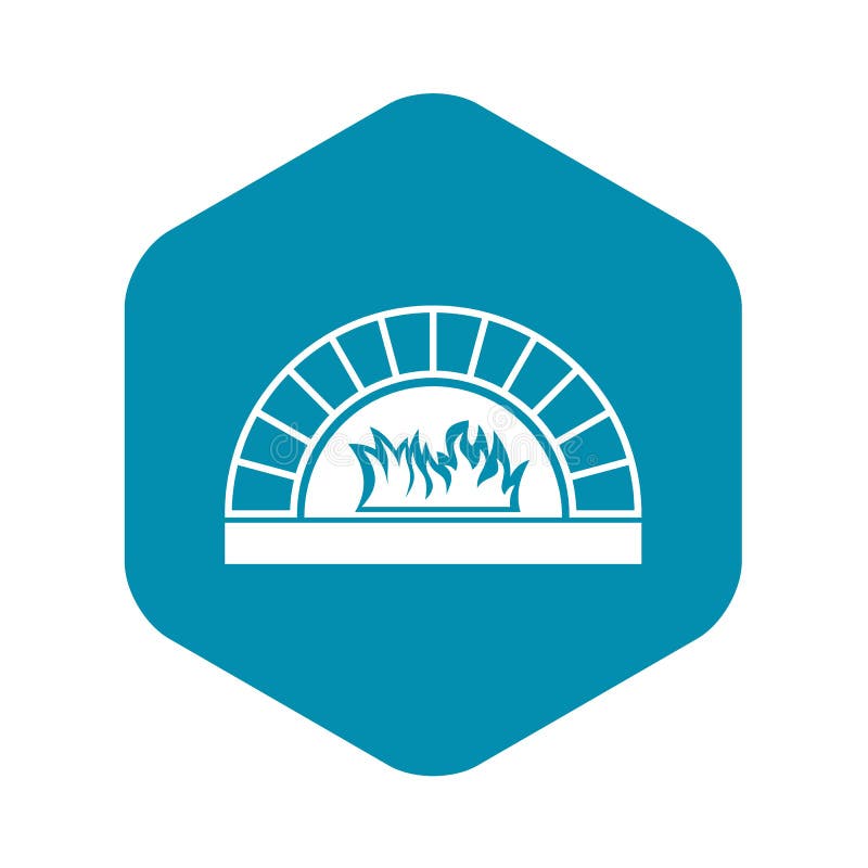 Pizza Oven with Fire Icon, Simple Style Stock Illustration ...