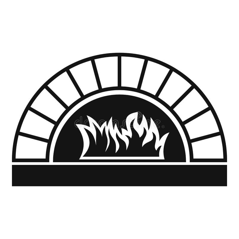 Pizza Oven with Fire Icon, Simple Style Stock Vector - Illustration of ...
