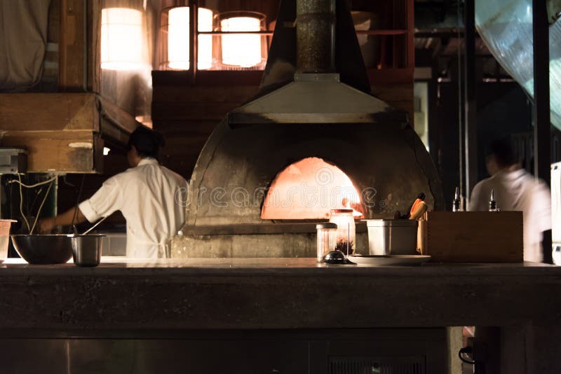 Pizza oven stock photo. Image of bread, night, open - 111525596