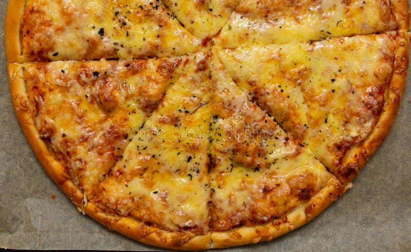 Pizza on paper in a box stock photo. Image of board - 139997746