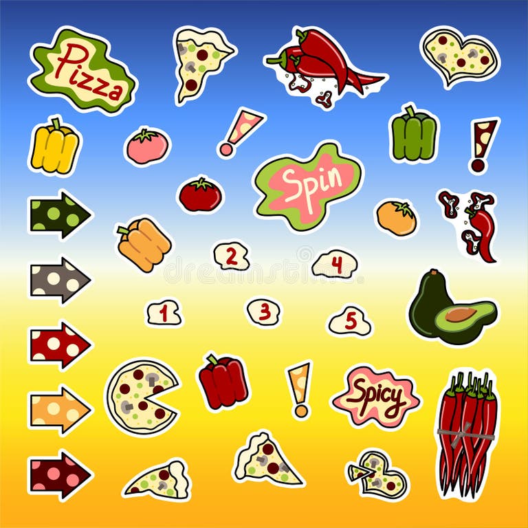 Pizza Party Sticker Pack stock vector. Illustration of kitchen - 331811554