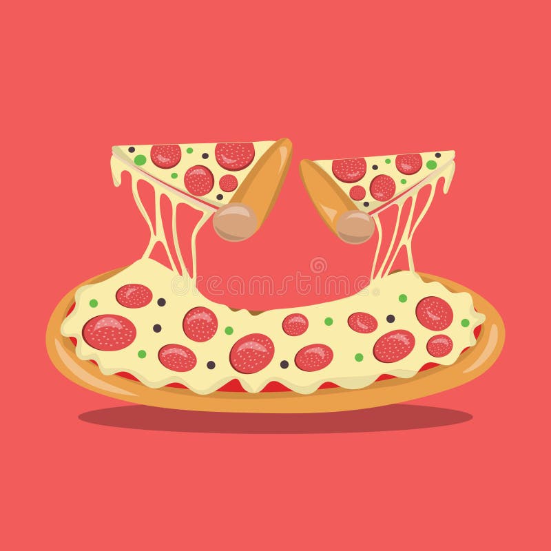 Pizza party two slice 07 stock vector. Illustration of cartoon - 197987446