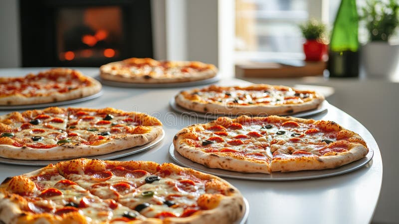 Pizza Party with a Variety of Pizzas on the Table Stock Image - Image ...