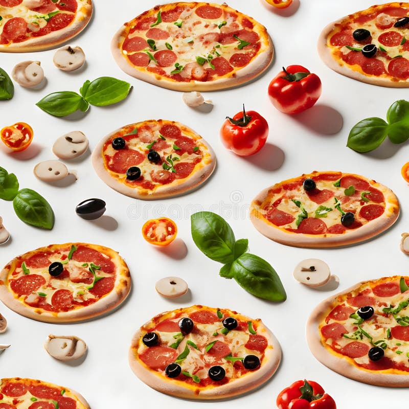 Pizza Pattern on White Background. Stock Illustration - Illustration of ...