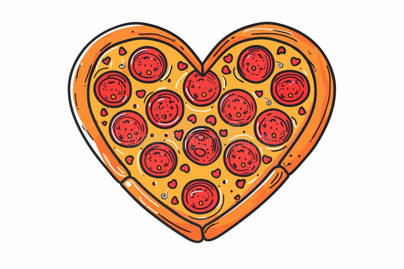 Pizza Pepperoni Heart Shaped Isolated Illustration Stock Vector ...