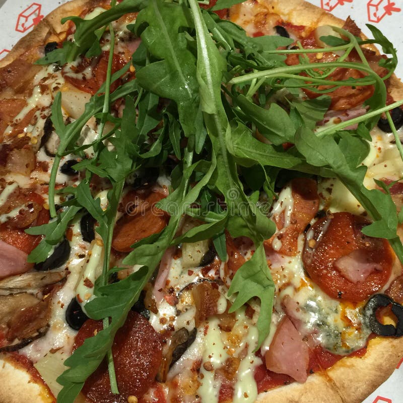 Pizza stock image. Image of cheese, pepperoni, spinach - 61908823