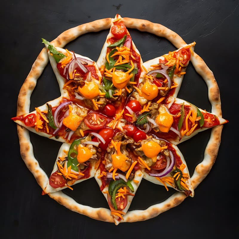 Pizza Cut into a Creative Star Shape with Colorful Toppings Stock ...