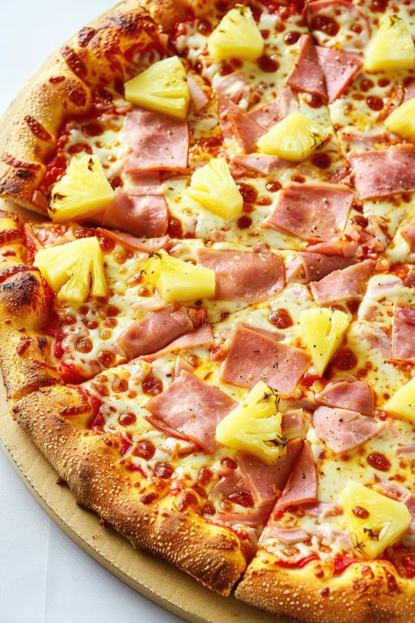 Pizza Pineapple Ham Toppings Cut Slices Placed Wooden Stock Photos ...