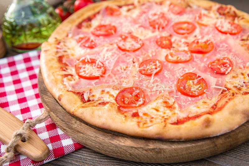 Pizza Pizza with Bacon and Cherry Stock Photo - Image of cherry, lunch ...