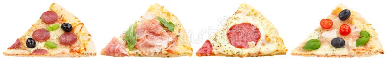 Pizza Pizzas Slice Slices Collection Collage Isolated on White Stock ...