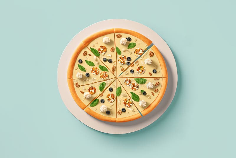 Pizza on the Plate with All Ingredients. Drawing Style Stock Photo ...