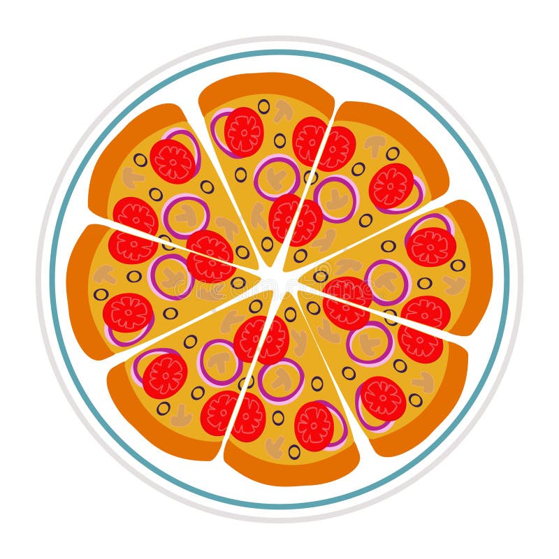 Pizza on the Plate Icon Vector Illustration Design Isolated Stock ...
