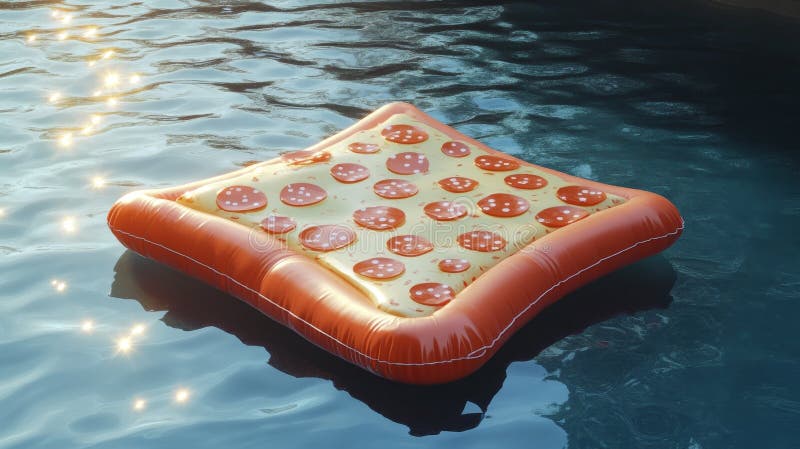 Pizza Pool Float a 3D Render of a Pizza-Shaped Inflatable in a Blue ...