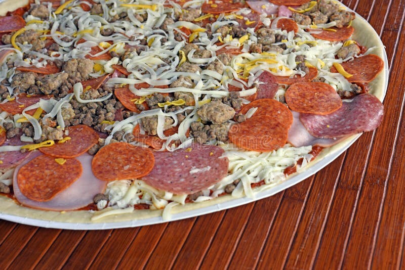 Pizza with Pork Toppings stock photo. Image of ready - 47063204
