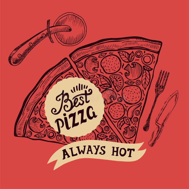 Pizza Poster for Restaurant and Cafe. Stock Vector - Illustration of ...