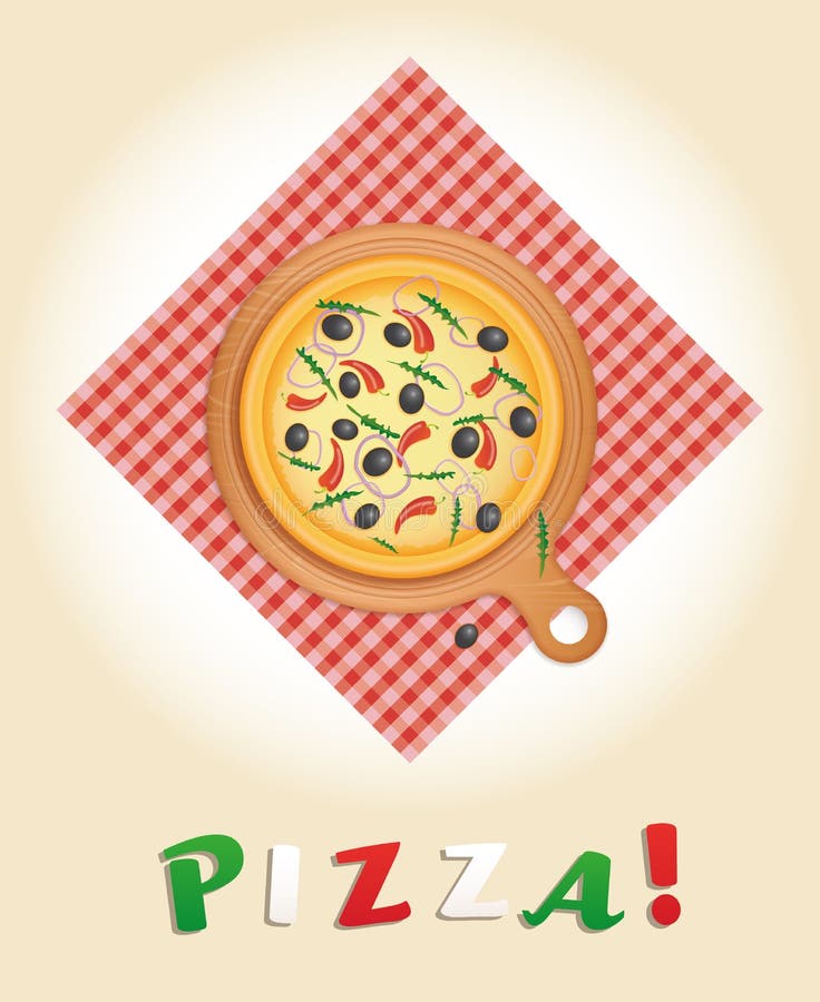 Pizza Poster Vector Illustration Stock Vector - Illustration of food ...