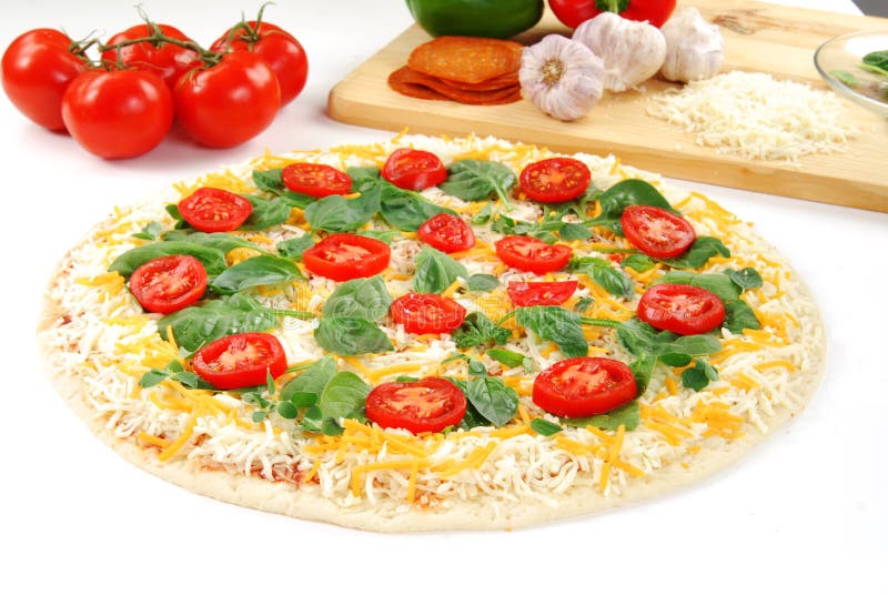 Pizza preparation stock photo. Image of food, white, dinner - 16553142
