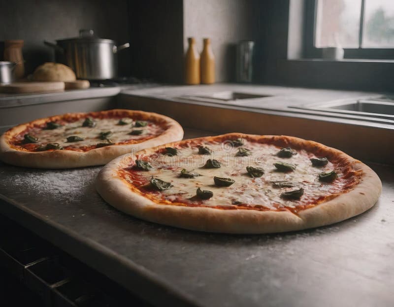 Pizza Preparation in Restaurant Kitchen Stock Illustration ...