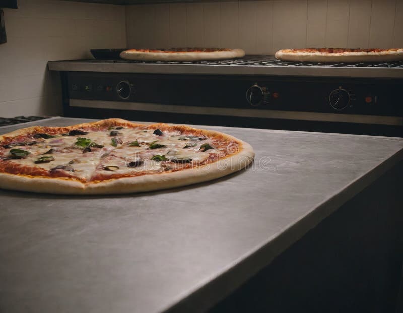 Pizza Preparation in Restaurant Kitchen Stock Illustration ...