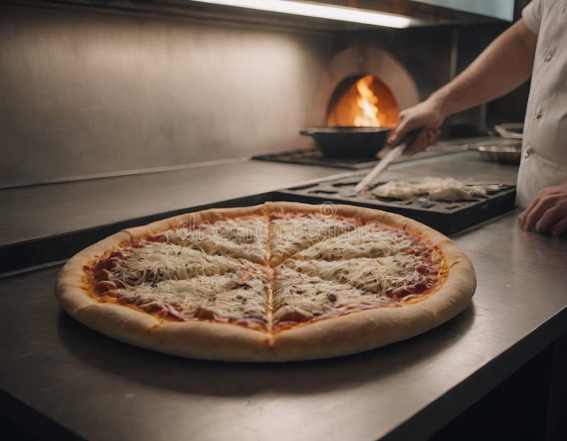 Pizza Preparation in Restaurant Kitchen Stock Illustration ...