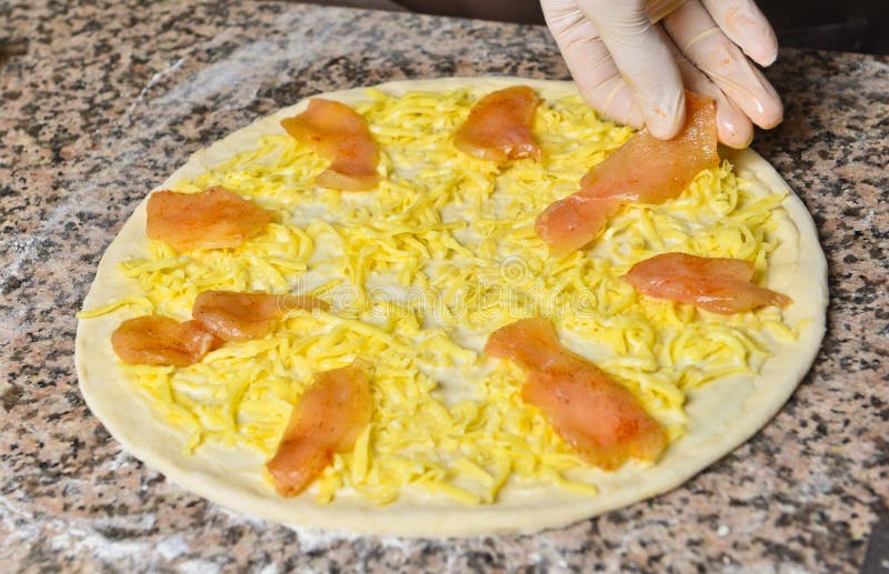 Pizza preparation stock photo. Image of food, making - 50873480