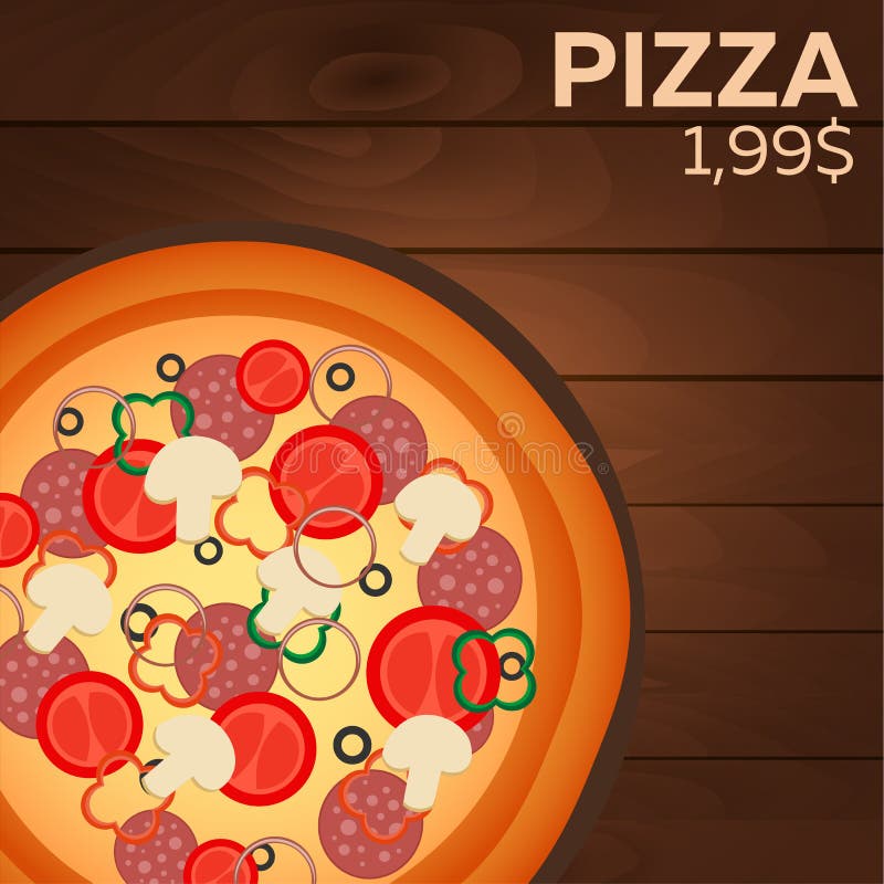 Pizza Price. Fast Food Restauran Menu. Vector Illustration. Stock ...