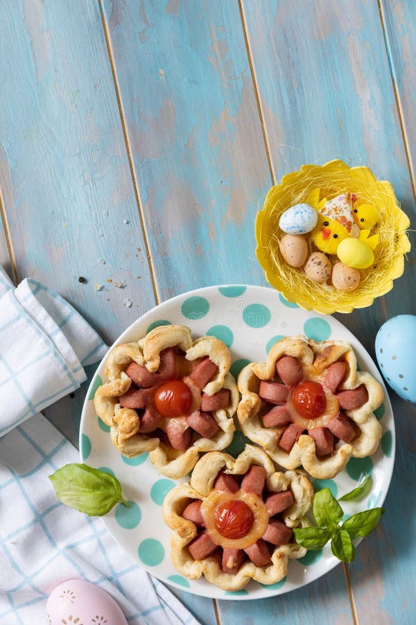 Pizza in Puff Pastry with Cheese and Tomatoes Stock Image - Image of ...