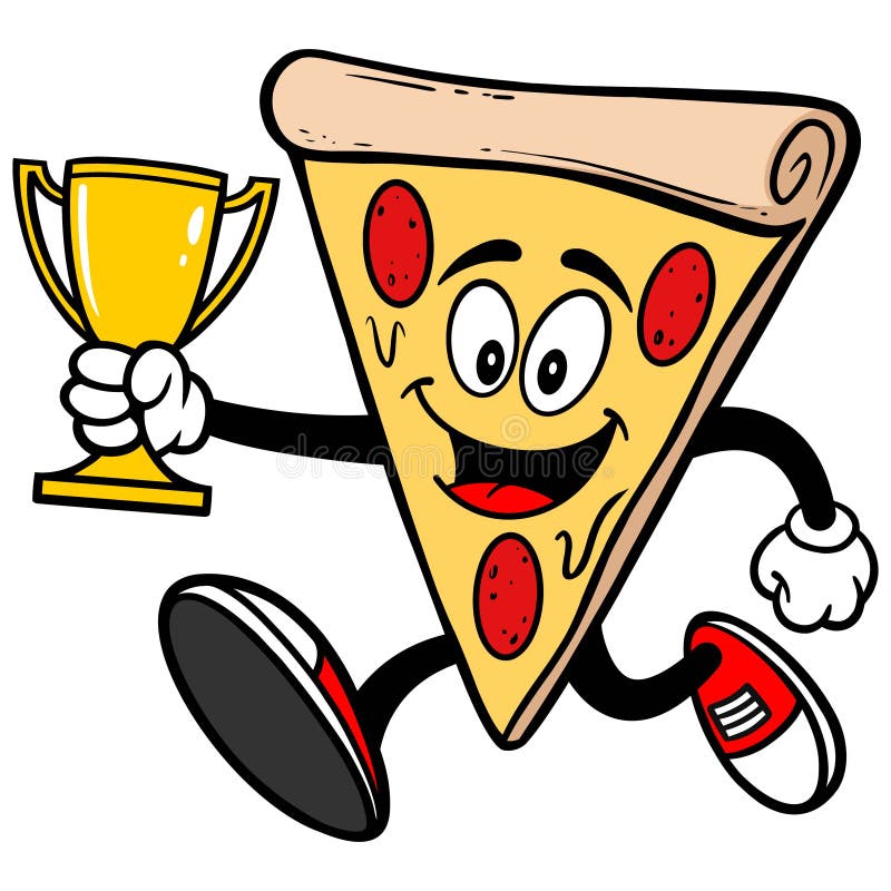 Pizza Que Corre Con Un Trofeo Ilustración del Vector - Ilustración de ...