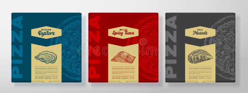 Pizza Realistic Cardboard Box Mockups Set. Abstract Vector Packaging ...