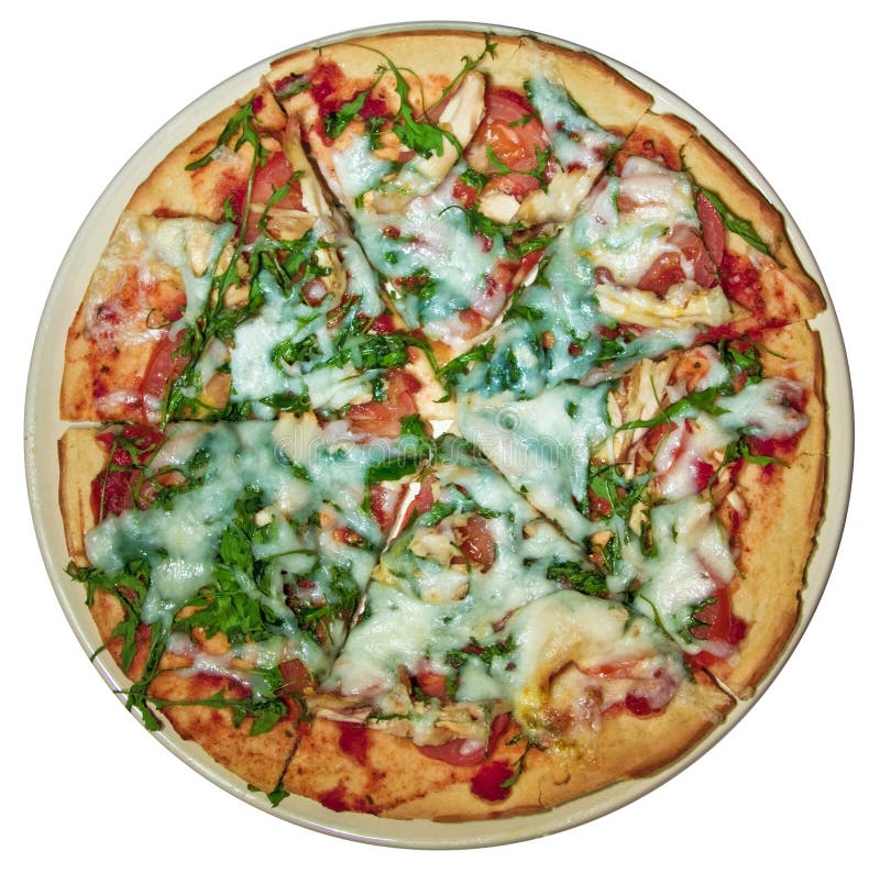 Pizza redonda en una placa foto de archivo. Imagen de pizza - 12674936